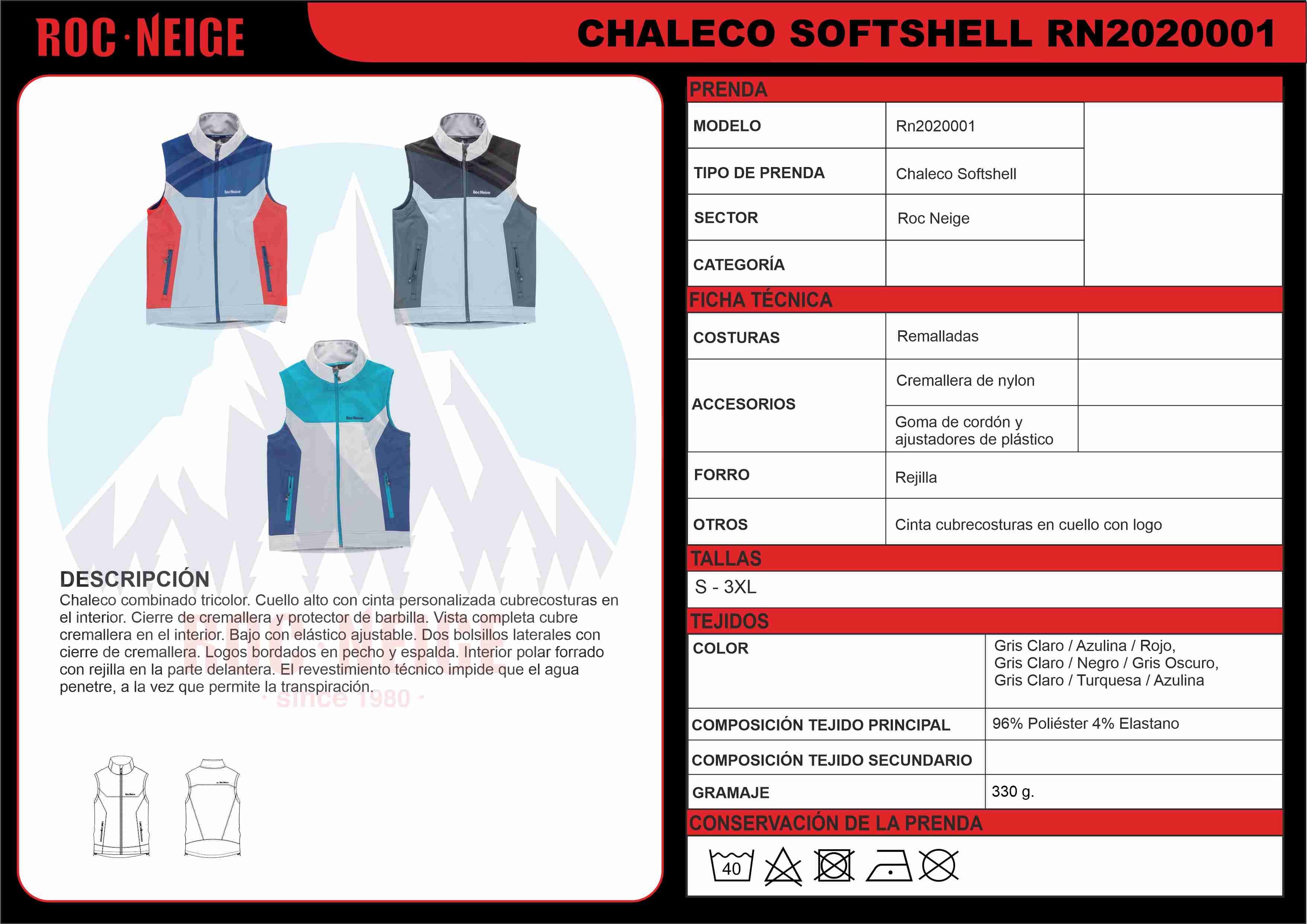 WORKTEAM, RN2020001, CHALECO ROC NEIGE
